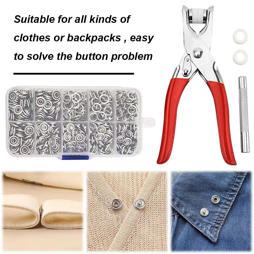 200pcs Snap Button Kit 9.5mm Snap Fasteners Kit Metal Snaps Buttons ...