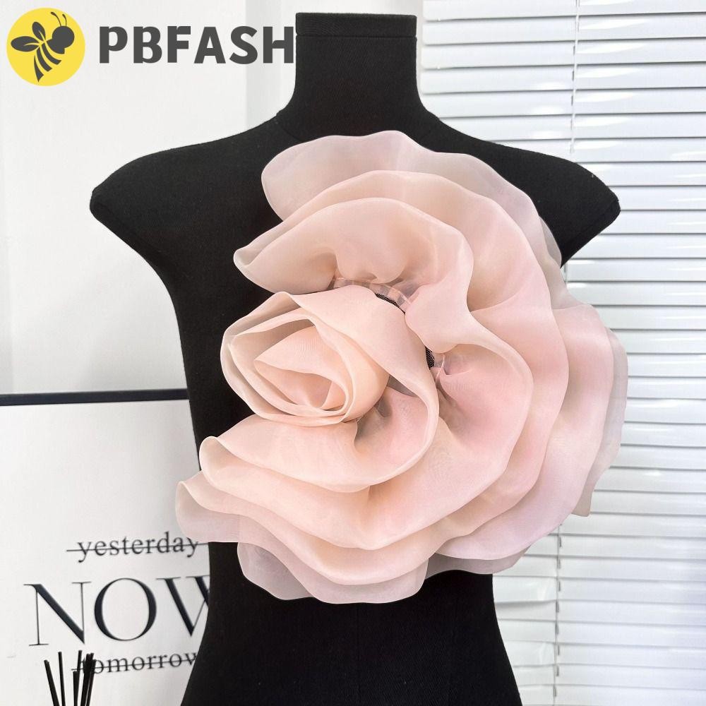 PBFASH Organza Large Flower Patch, Multi-layer Chest Flower Clothing ...