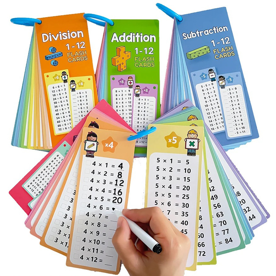 15pcs 1-12 Maths Table Cards Self Check Math Learning Tool Montessori ...