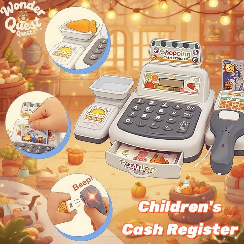 Kids Shopping Cashier Machine Toys Electronic Game Lighting Sound ...