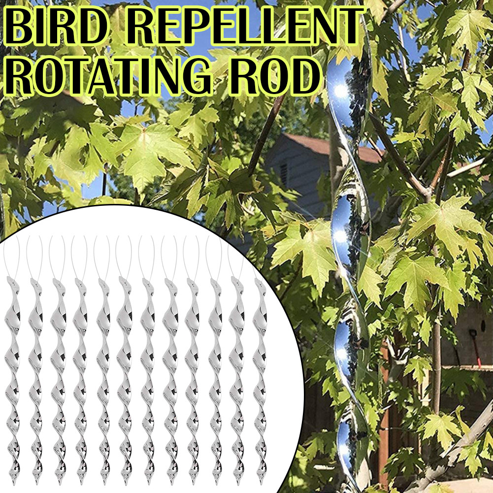 【Fast Arrival】 MS♣ 12pcs Bird Repellent Rotating Scare Rod Reflective ...