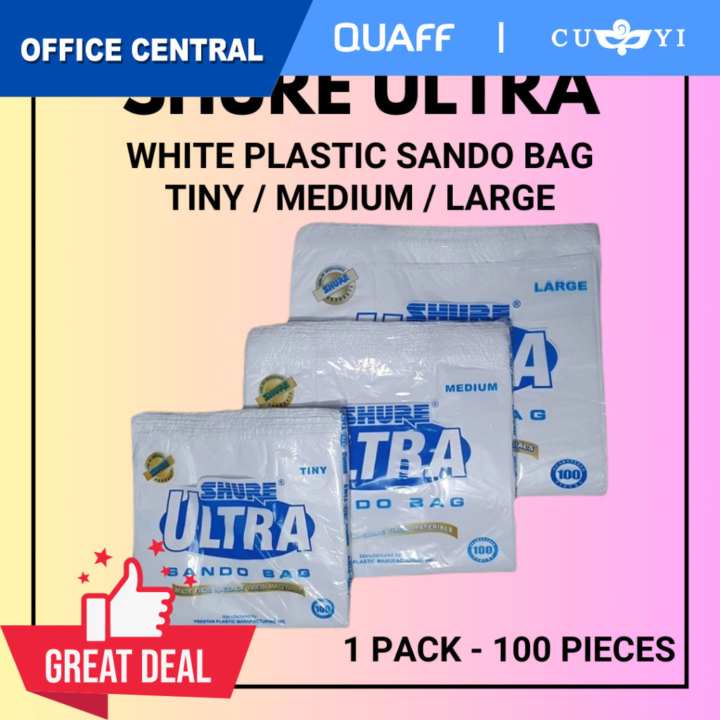 Shure Ultra Plastic Sando Bag White 1 Pack 100 Pieces (Tiny/Medium ...
