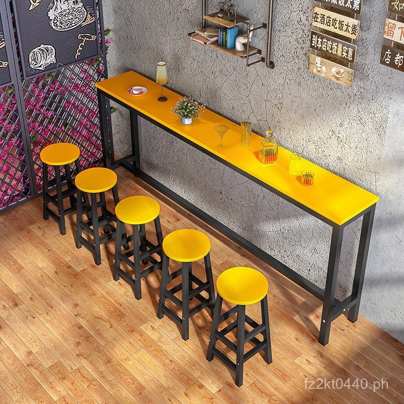Bar Table High Stool Simple Table and Chair Set Long Table Combination ...