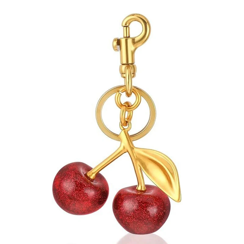 Cherry Bag Charm Red Gold Cherry Women Man Bag Pendant Glitter Resin ...