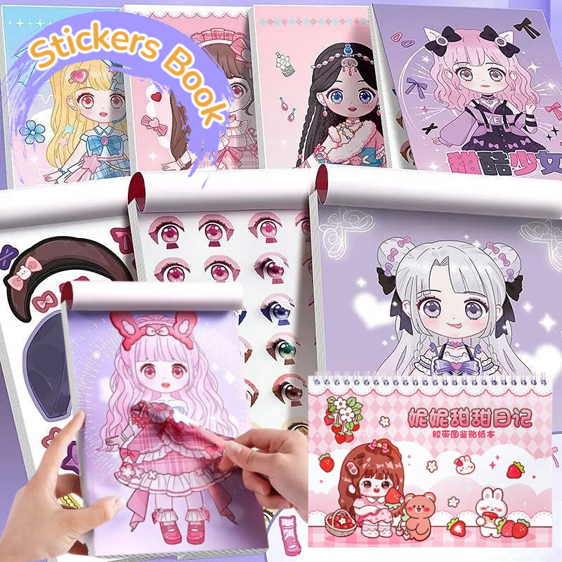 Sticker Book for Kids Cute Style Dress Sticker Paper Doll DIY Guka ...