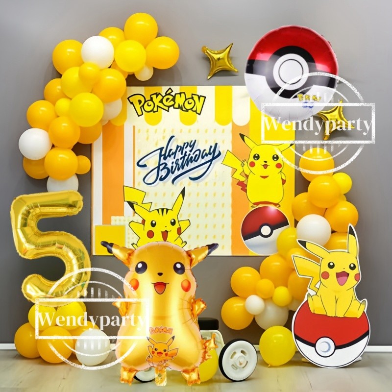 Pokemon Pikachu Themed Balloon Garland Arch Kit for Kids Birthday Party ...