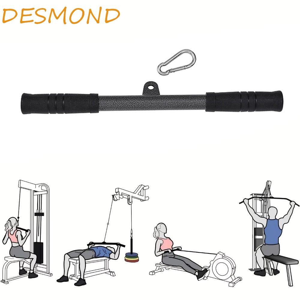 DESMOND Gym Rotating Straight Bar, 48cm Heavy Duty LAT Pulldown Bar, with Snap Fastener High ...