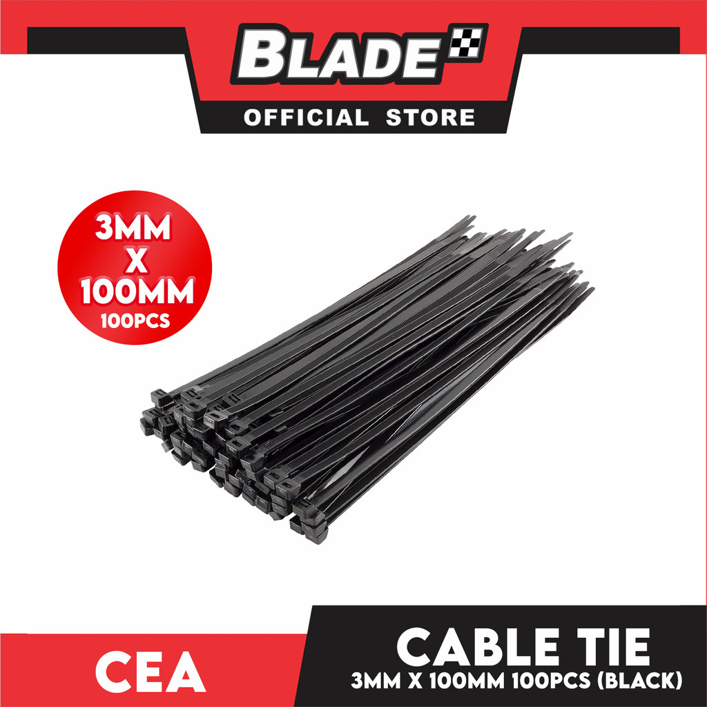 Cea Nylon Cable Tie 4 inches Black (3mm x 100mm) 100pcs/Bag | Shopee ...