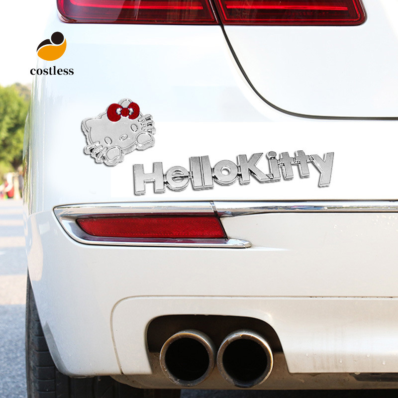 COL 2Pcs/Set Cute Cartoon Hello Kitty Metal Car Trunk Body Sticker ...