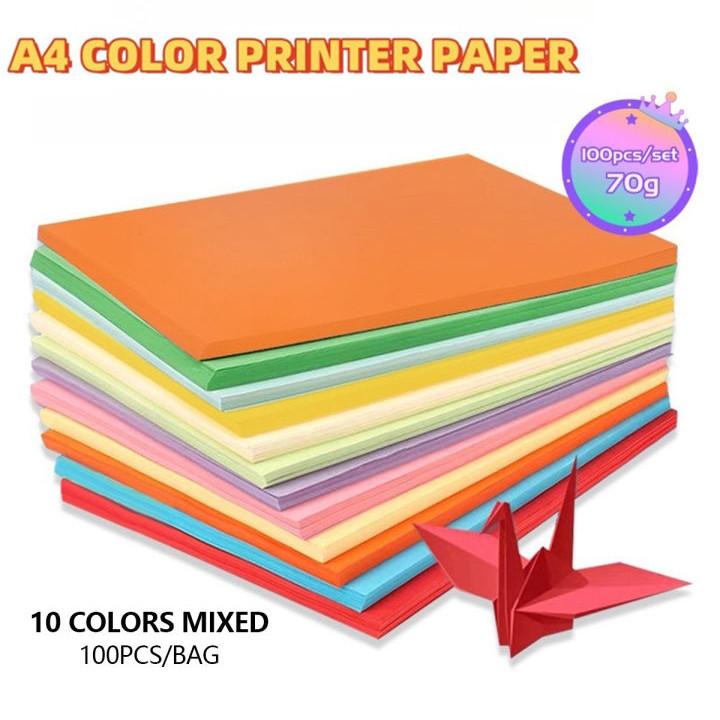 100 Sheets of A4 Color Printing Paper 10-color Mixed Hand-folded Paper ...
