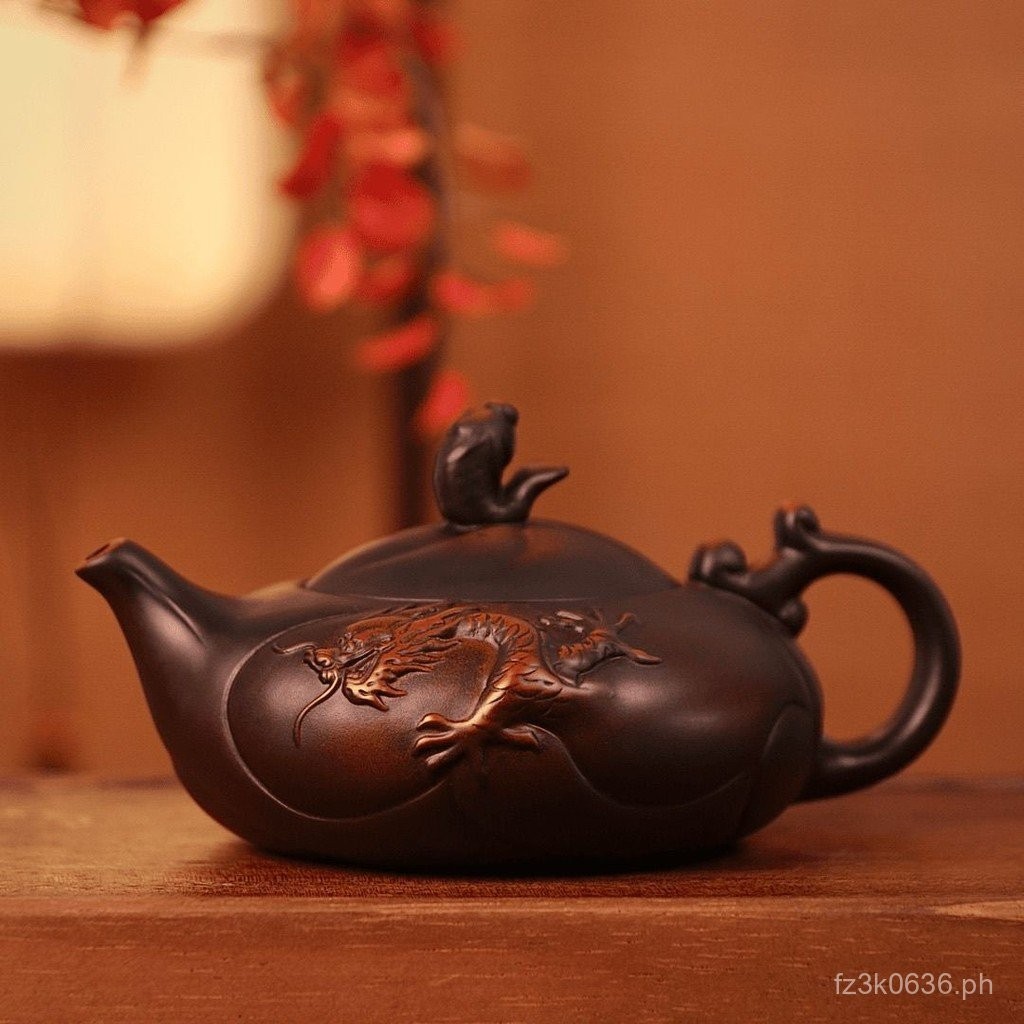 Fengming Teapot Home Use Purple Clay Retro Fish to Dragon Large ...