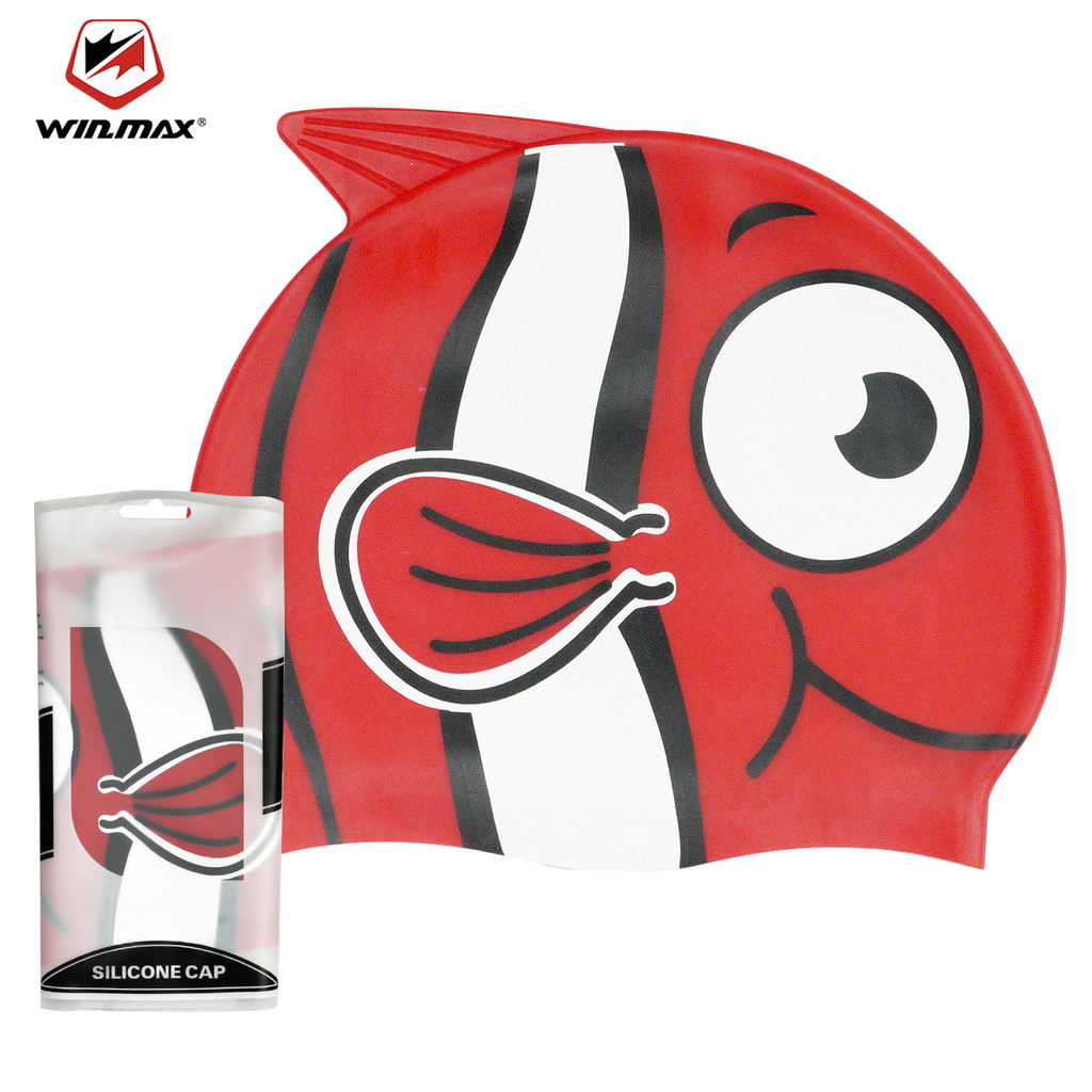 WINMAX Cute cartoon silicone children swimming cap for girls swim ...