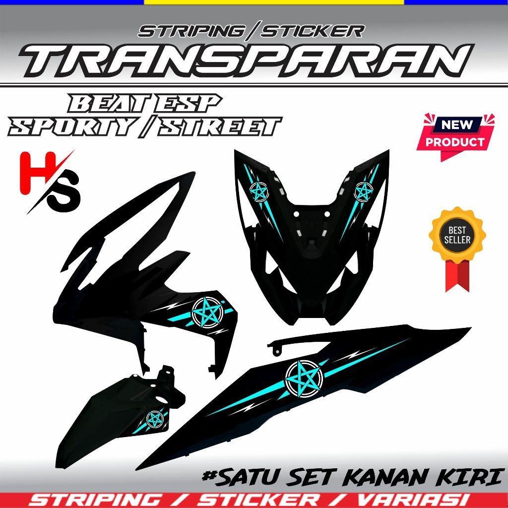 Honda BEAT ESP MOTORCYCLE TRANSPARENT STRIPING STICKERS NEW MOTIF SSRT ...