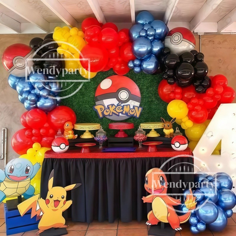 Pokemon Pikachu Theme Party Balloon Arch Kit Red Orange Yellow Blue ...