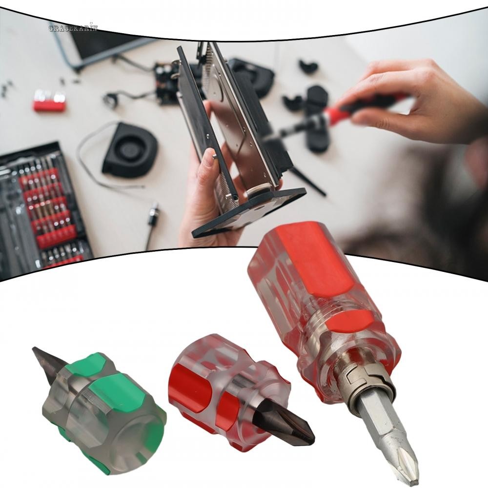 【GRCEKRIN】Portable Short Screwdriver Kit with Interchangeable 2in1 Flat ...
