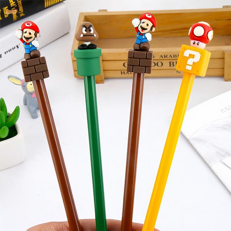 Sweet Cartoon Super Mario Neutral Pen Anime Figure Cute Signature Pen ...
