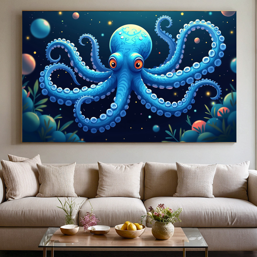 Octopus Theme Ocean Backdrop Banner Vibrant Underwater Scene Party ...
