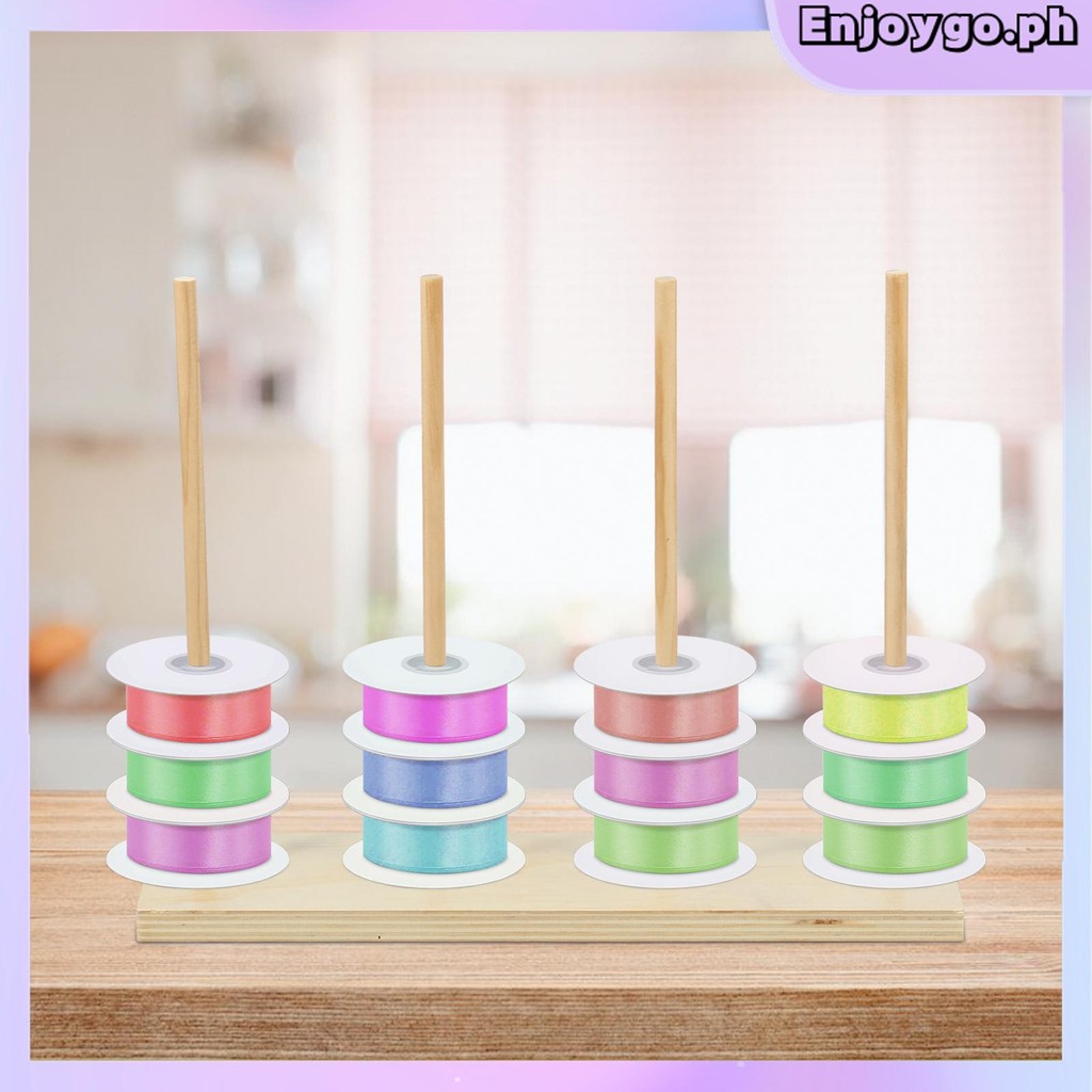 2 Pcs Ribbon Organizer Wood Ribbon Storage Rack Space Saving Spool ...