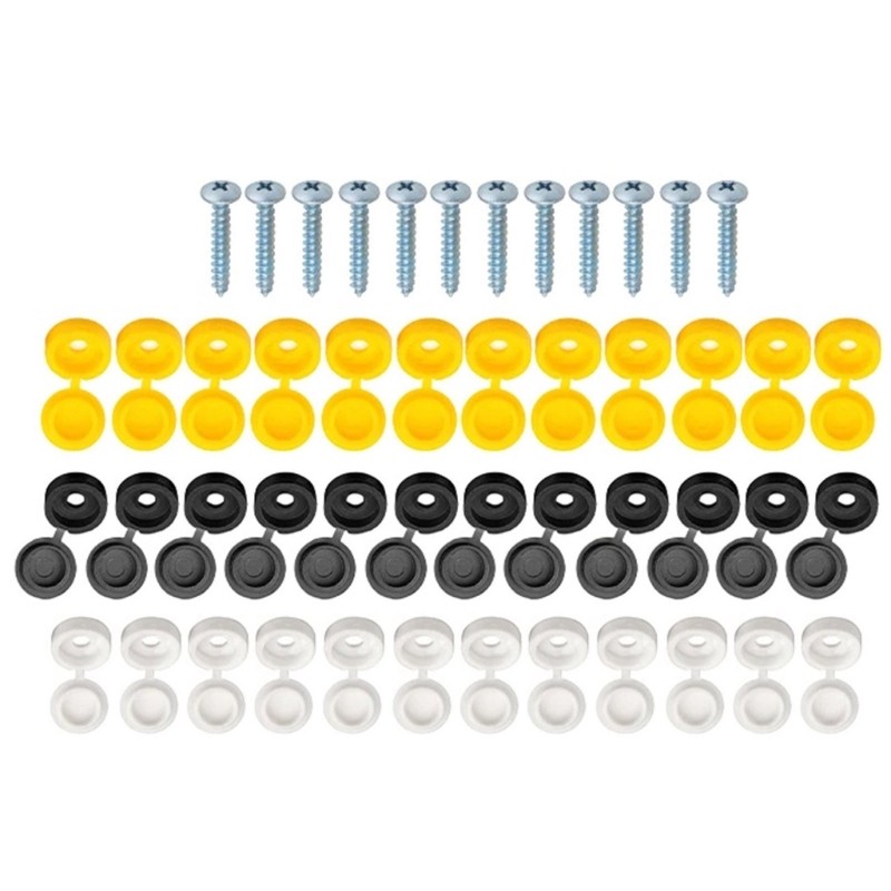 Best 48Pcs Car License Plate Screws Caps Fastening Kit Featuring Hinged ...
