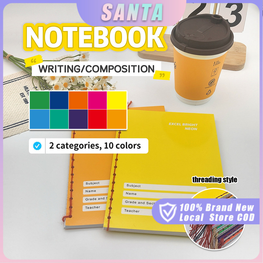 10 Colors Composition writing YARN notebook Aesthetic A5 Waterproof 80 ...