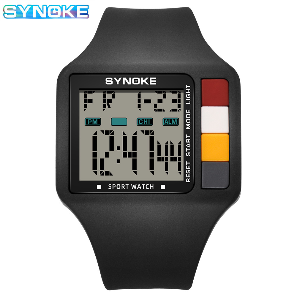 SYNOKE Sports Waterproof Square Men's Watch Luxury Digital Luminous ...
