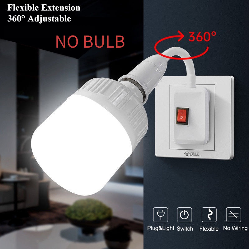 Light Bulb Holder with Switch E27 Screw LED Socket Light Universal Lamp ...