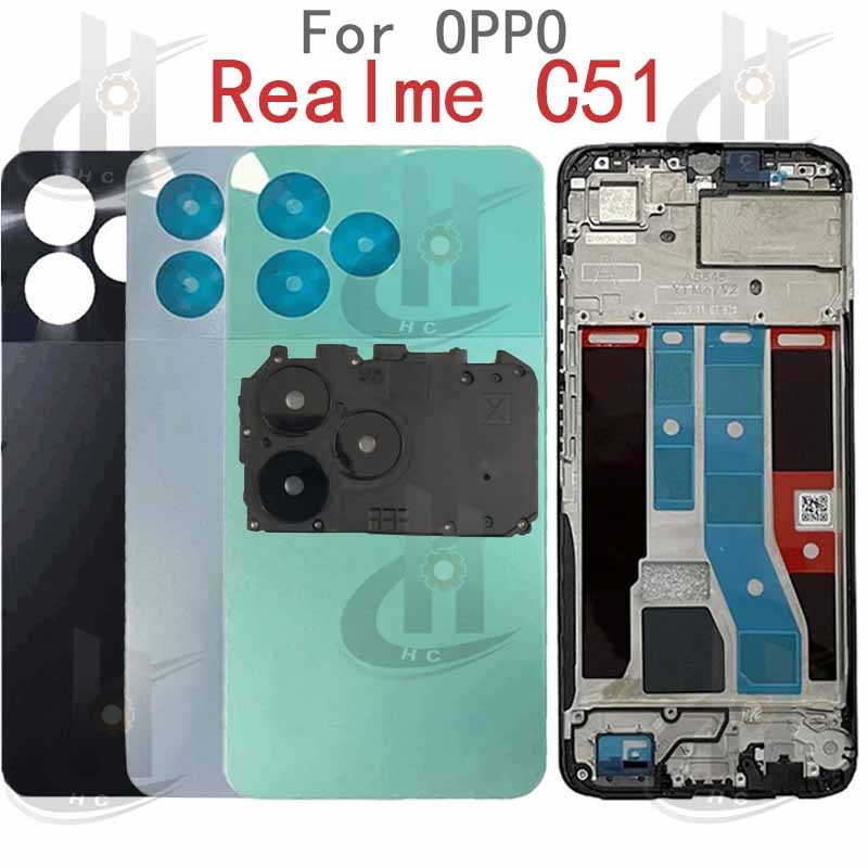 For OPPO Realme C51 RMX3830 Battery Back cover Housing middle frame + Button + LCD Front frame ...