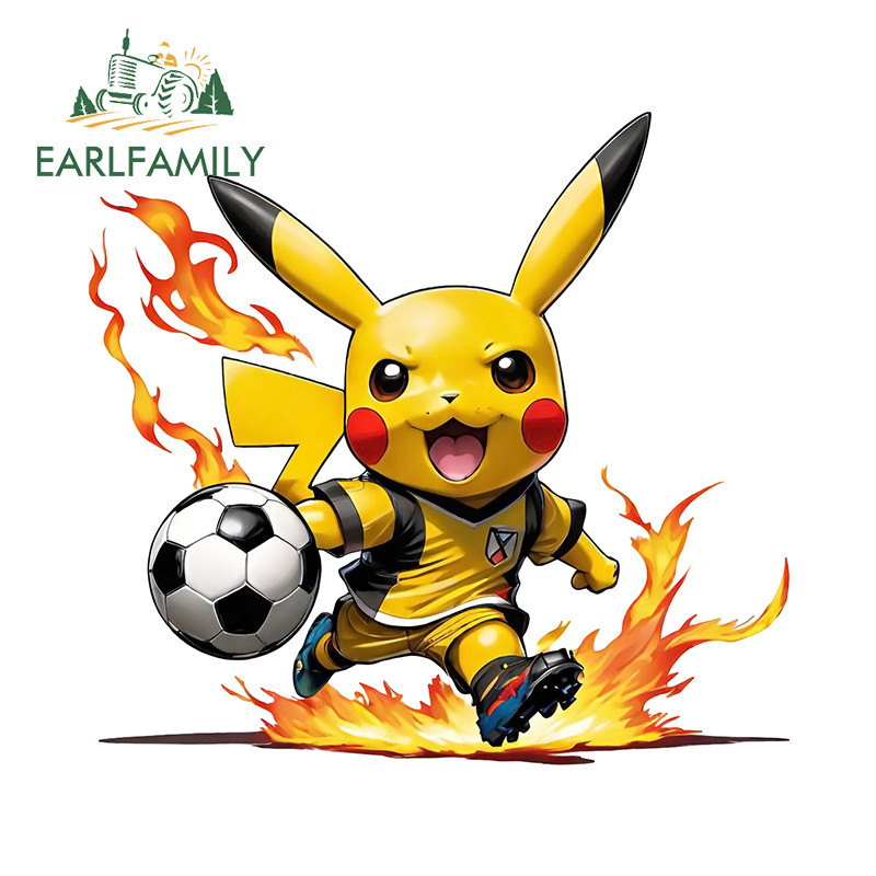 EARLFAMILY Pikachu Playing Football Car Sticker Humorous Air ...