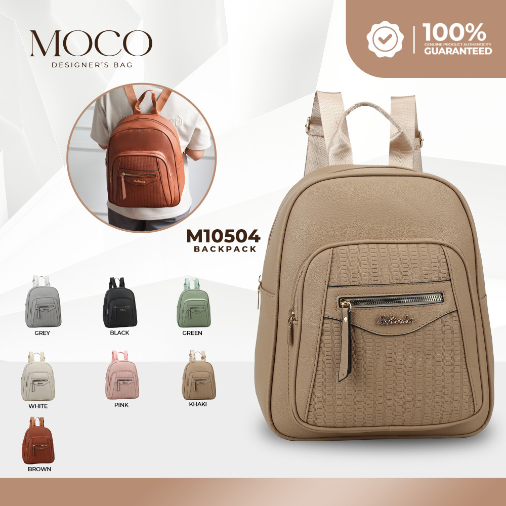 MOCO Backpack For Woman PU Leather Korean Fashion Office Girl College School Bag M10504 | Shopee ...