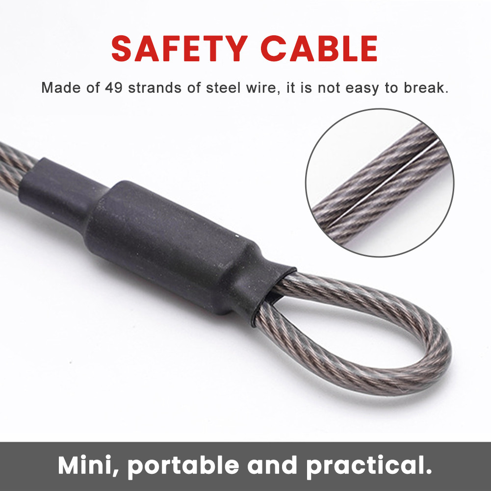 Safety Cable for Motorcycles 180mm Black Steel Wire Rope Anti-Theft ...