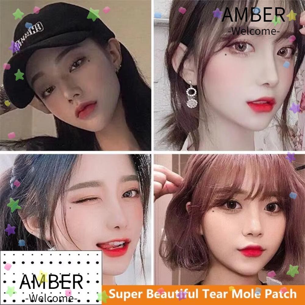 AMBER 10 Sheets Tear Mole Fake Tattoo Stickers, Temporary Tattoo Round ...