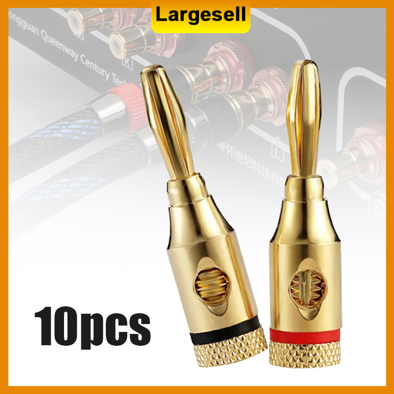 5 Pairs 4mm Gold Plated Banana Plug Open Screw Type Speaker Cable Wire ...