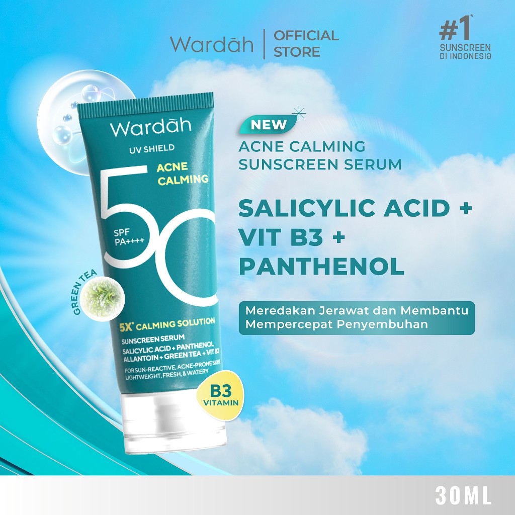 Wardah UV Shield Acne Calming Sunscreen Serum SPF 50 PA++++ (25ML ...