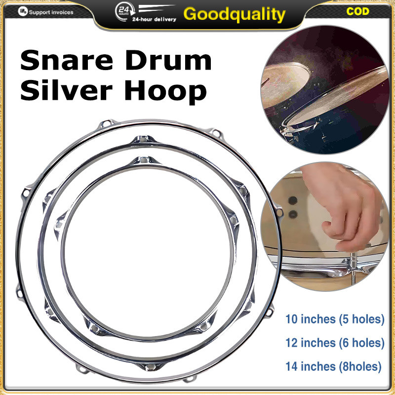 Silver Steel Drum Rim Hoop Ring 12 inch 6 hole Snare Drum Percussion ...