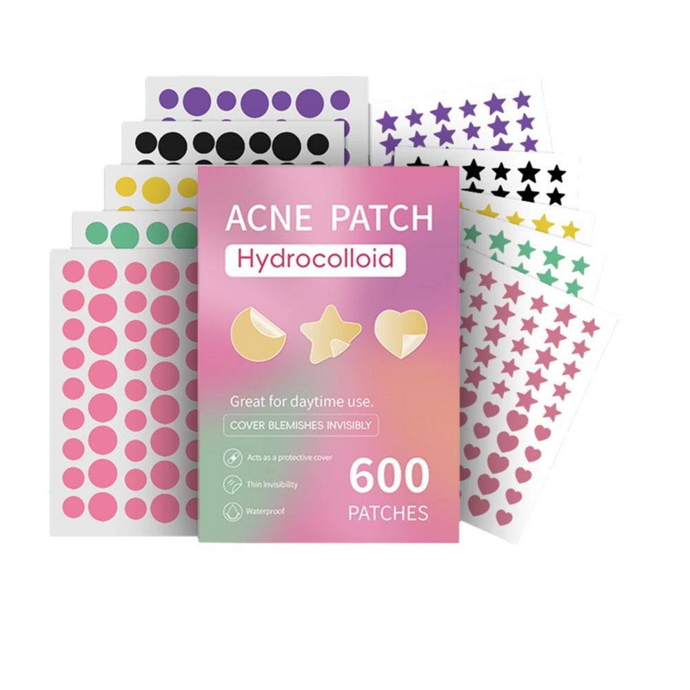 600PCS Five-color Large-size Mixed Acne Patch Round Center Star ...
