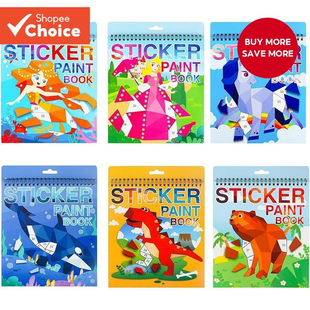 1 Set Sticker Paint Book Crafts，Sticker with Number，Sticker Paint Books ...