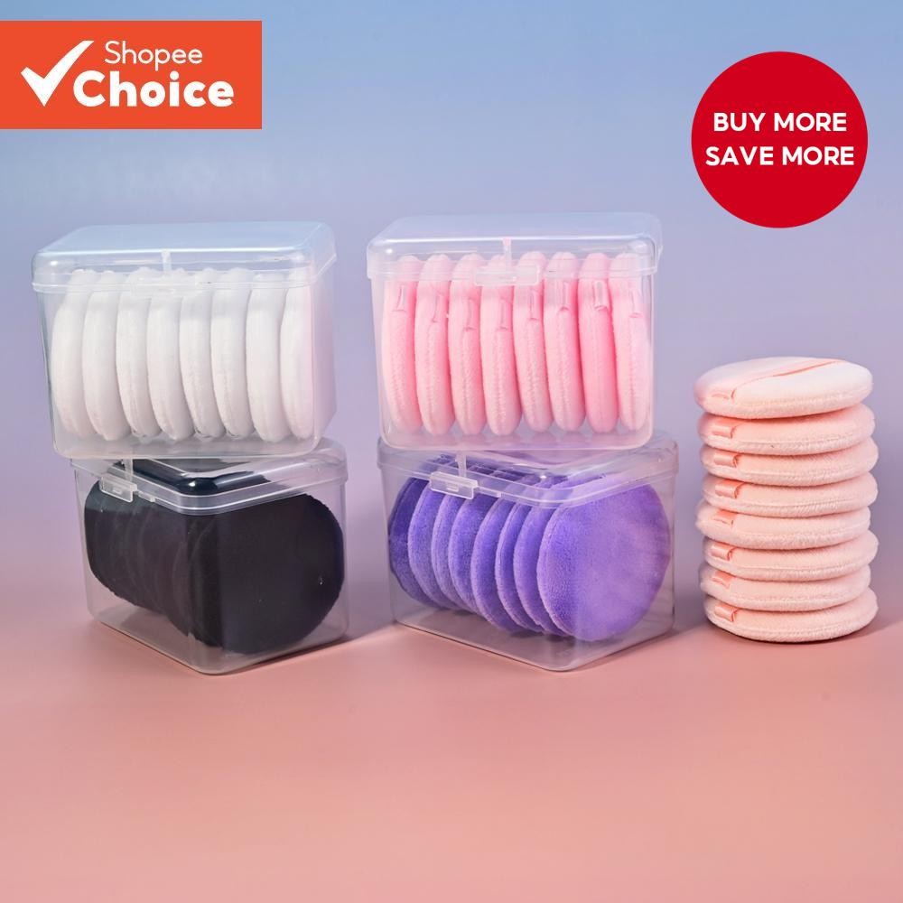 8 Round Makeup Puffs With Storage Box, Suitable For All Skin Types ...
