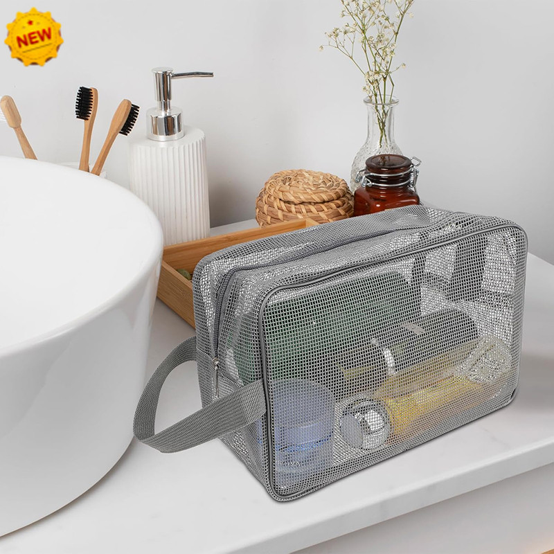 Mesh Men Grooming Bag, Portable Handheld Bath Storage, Makeup Bag ...