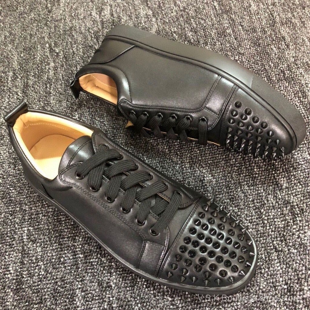 cl Men's Shoes Rivet Red Bottom Casual Breathable Solid Color Low-Top ...