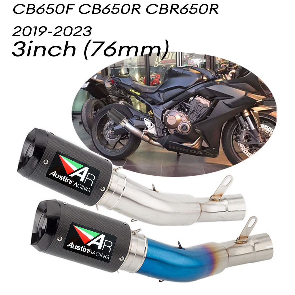 3INCH 76MM AR Motorcycle exhaust pipe CARBON FIBER for HONDA CB650F ...