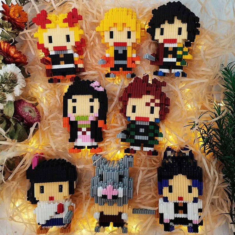 AOKE Demon Slayer Building block Cartoon Anime Nezuko Tanjirou Zenitsu ...