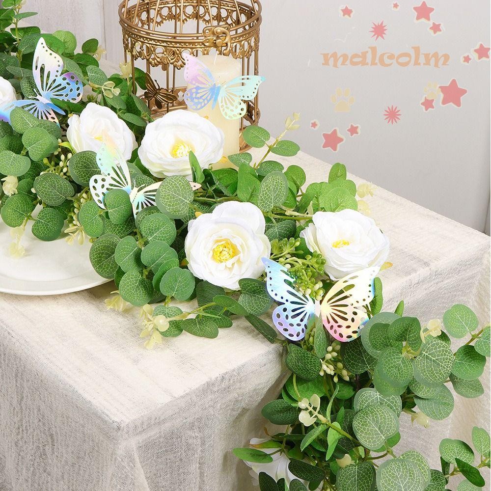 MALCOLM Artificial Eucalyptus Leaf Vine, Romantic Plastic Laser ...