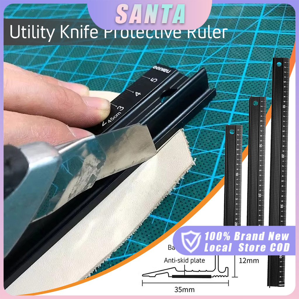 Protective Ruler Thickened Anti-slip Aluminum Alloy Ruler for Art and ...