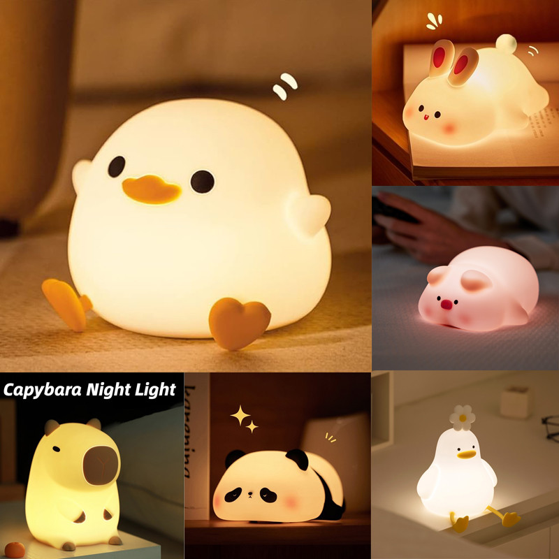 Cute Cartoon Night Light Soft Silicone Sleep Light with USB Charging ...