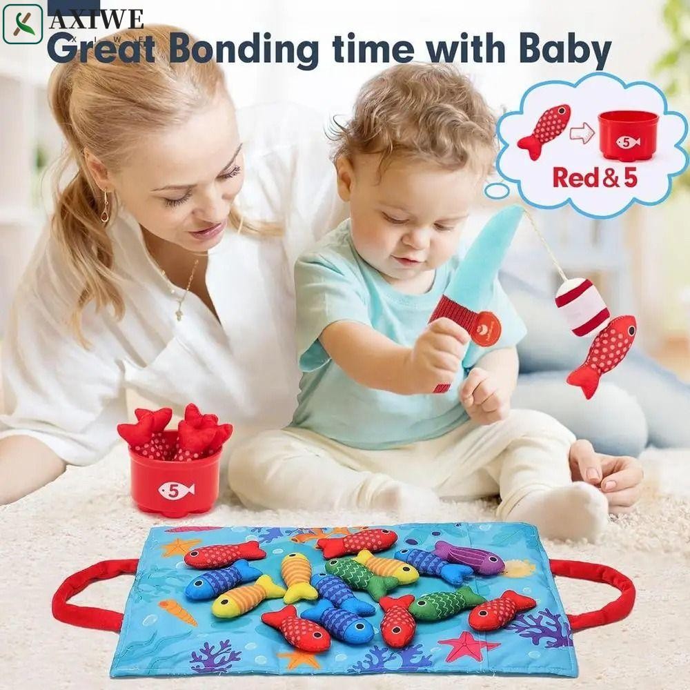 AXIWE Kids Fishing Game, Cloth Montessori Color Sorting Fishing Game ...
