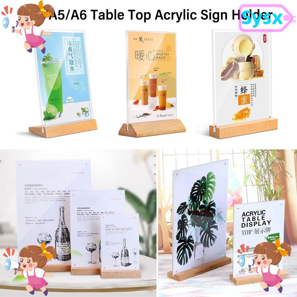 SYSX Menu Display Stand, Double Sided Acrylic Table Top Sign Holder ...