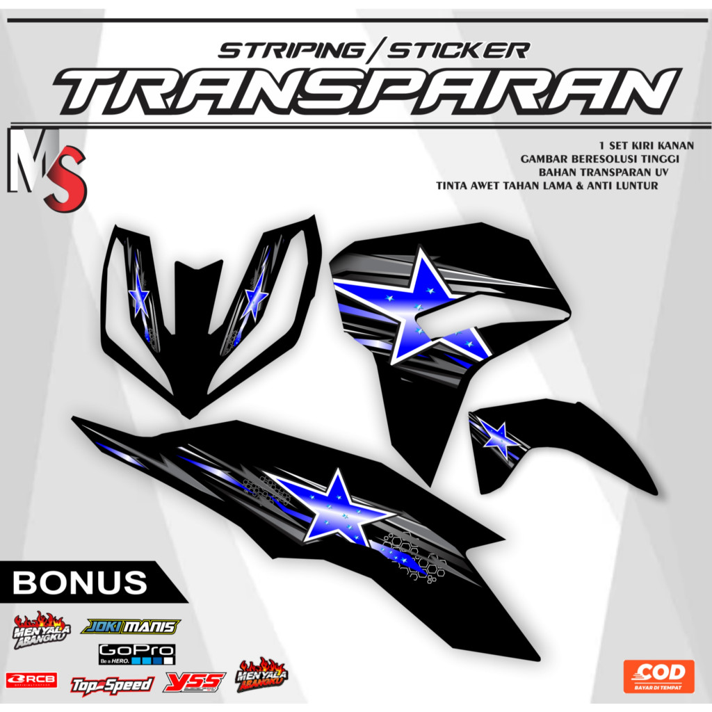 NEW VARIO GEN 2 TRANSPARENT STRIPING CLEAR STICKER STAR MOTIF HONDA ...