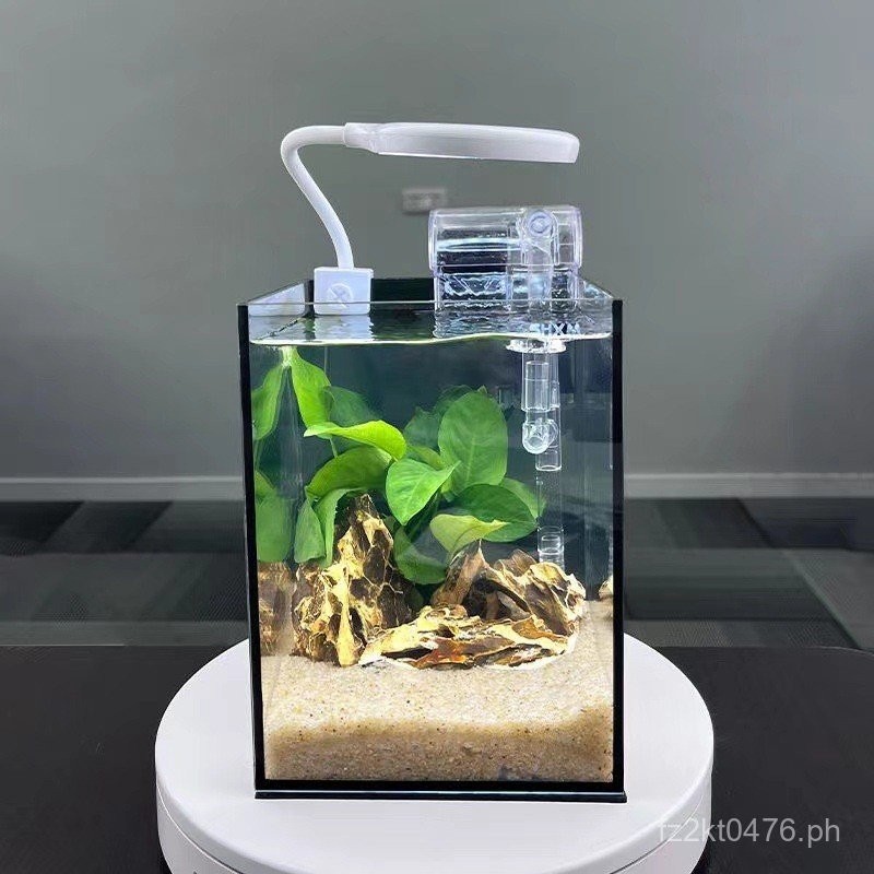 Ultra White Miniature Landscaping Desktop Office Desk Glass Fish Tank ...