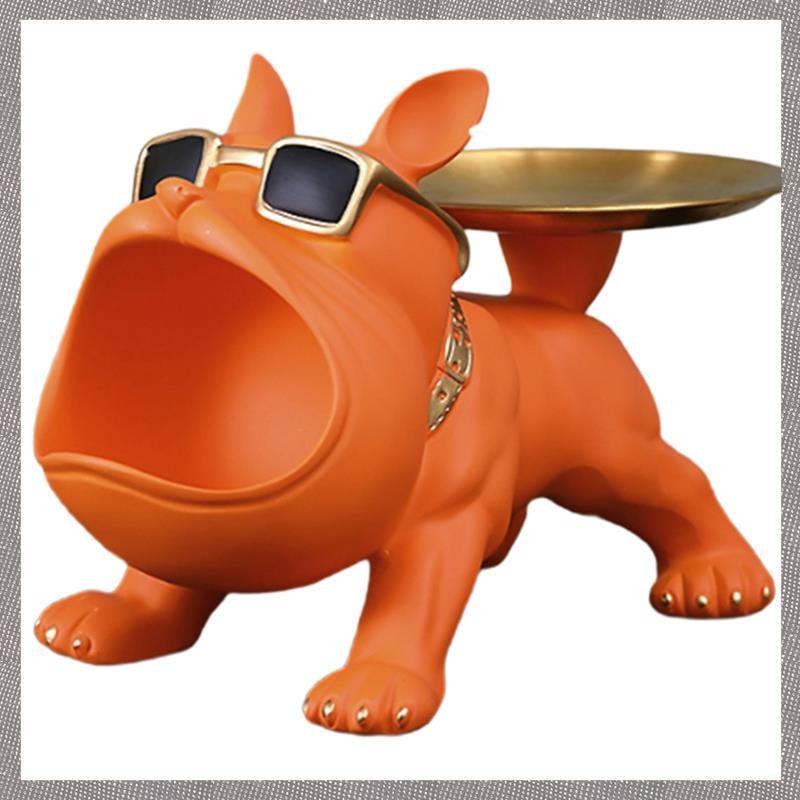 French Bulldog Resin Tray Statue Key Holder Bowl Candy Dish Statues for ...