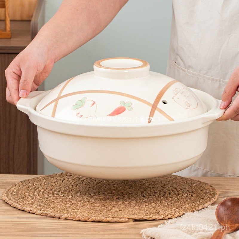 White Clay Pot Stew Pot High Temperature Resistant Chicken Pot Hot Pot ...